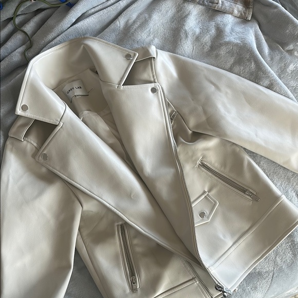 GREY LAB | Jackets & Coats | Cream Faux Leather Moto Jacket By Grey Lab ...